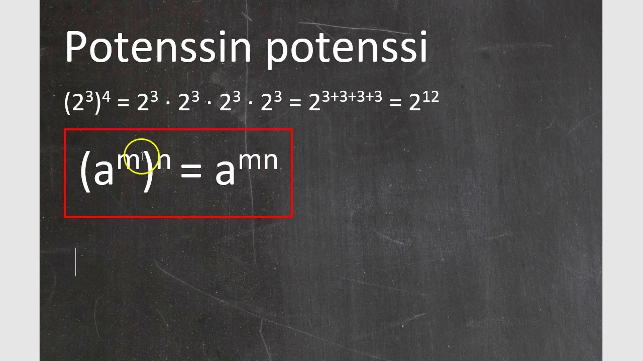7. luokan matematiikka, kurssi 3: 10. Potenssin potenssi - YouTube