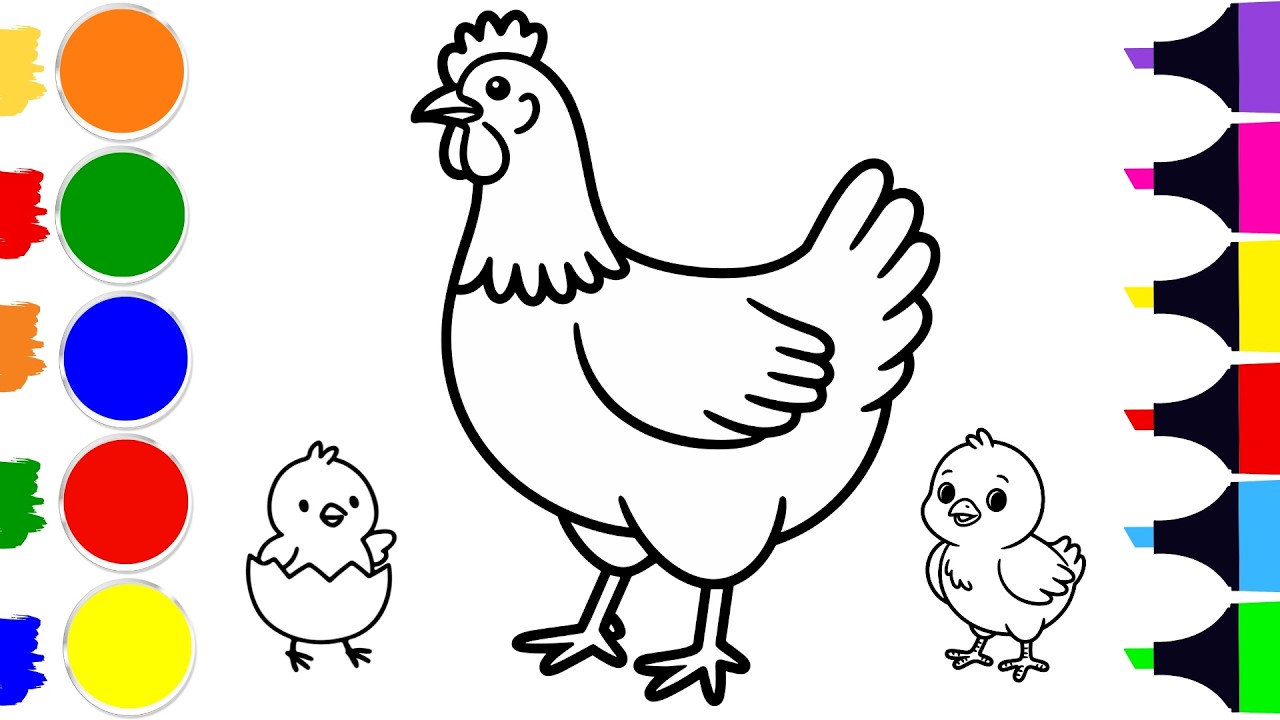 How to Draw a Hen with Two Cute Chicks | Easy Step by Step Tutorial ...