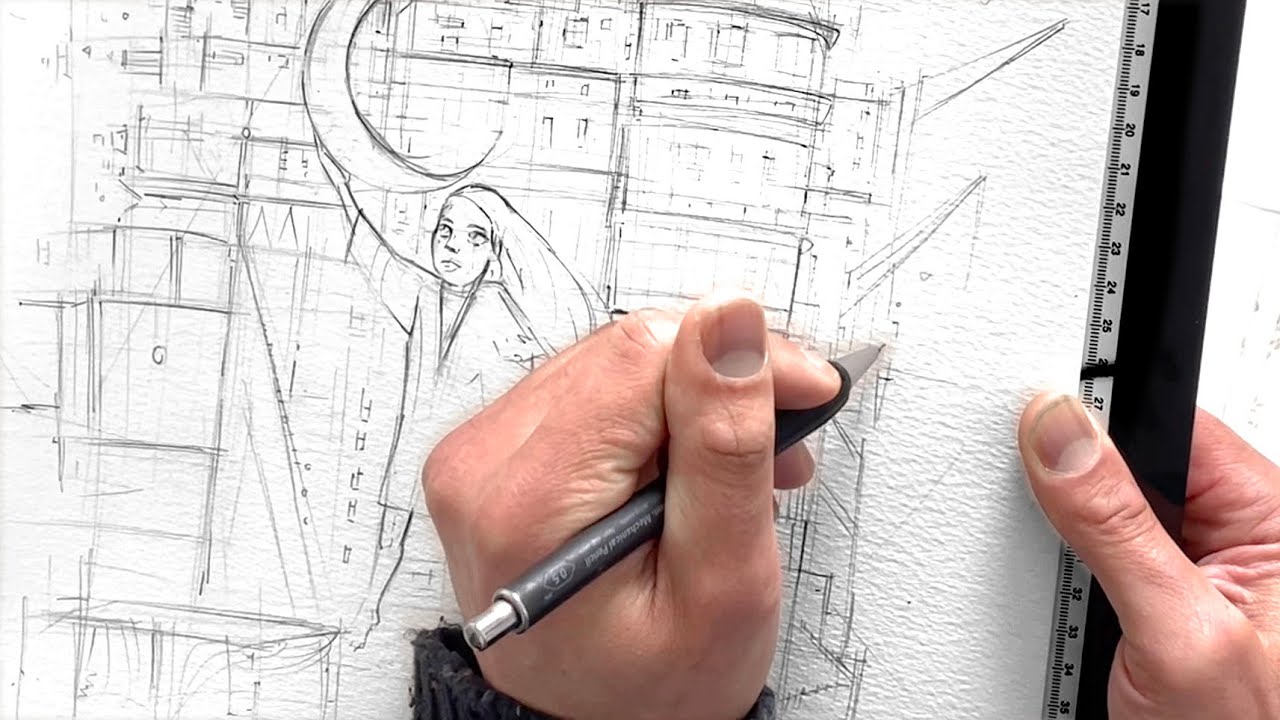 Studio Day. Developing pencil sketch! - YouTube
