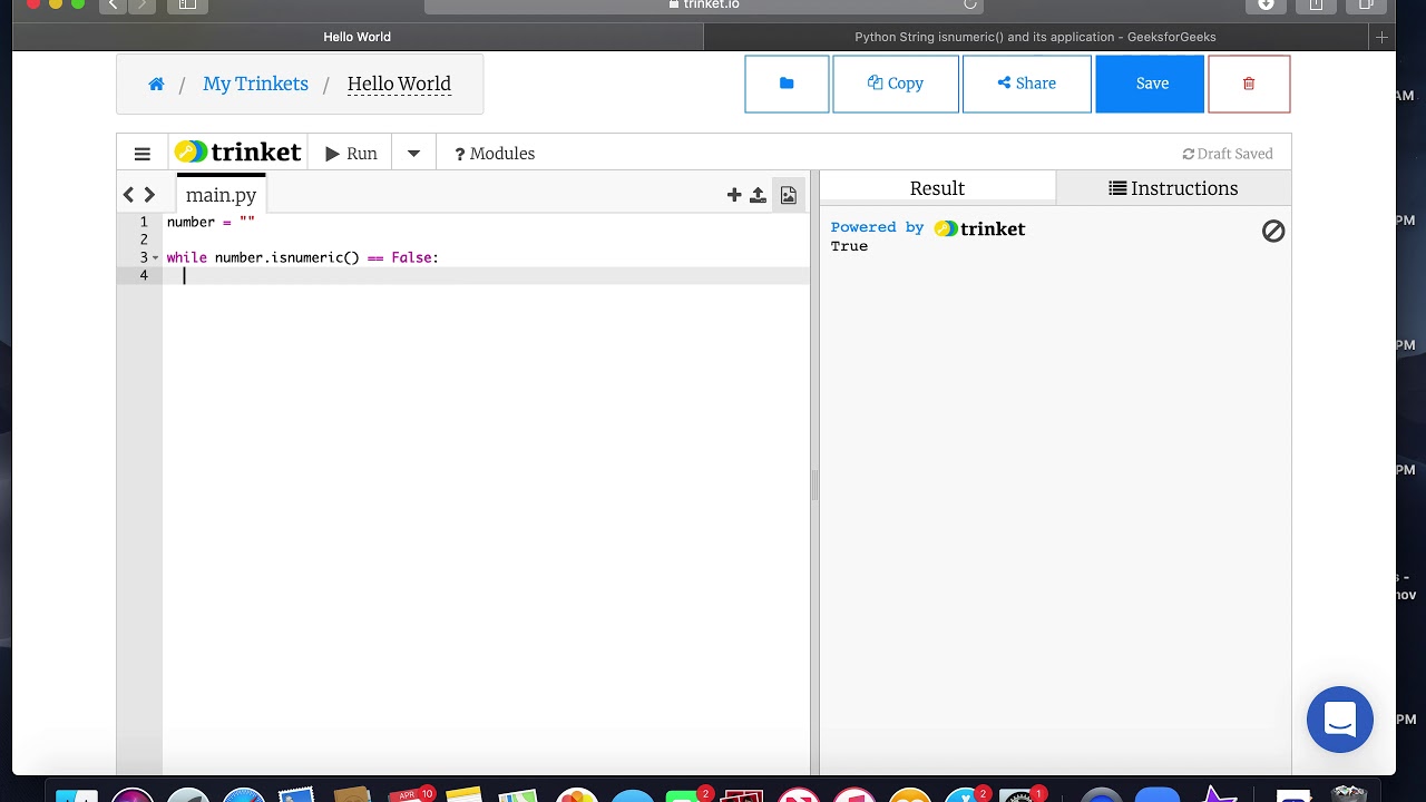 Python V6 Using input, checking to see if a value is a number, if ...