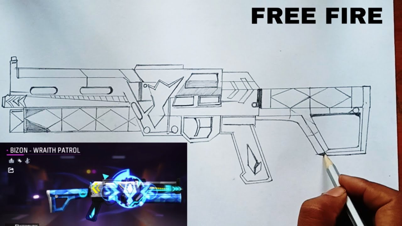 Free fire Bizon gun skin drawing/ free fire Bizon evo gun skin drawing ...
