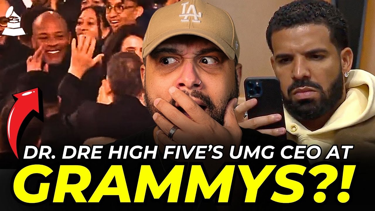 Dr. Dre HIGH FIVES UMG CEO Lucian After Kendrick Wins GRAMMY?! - YouTube