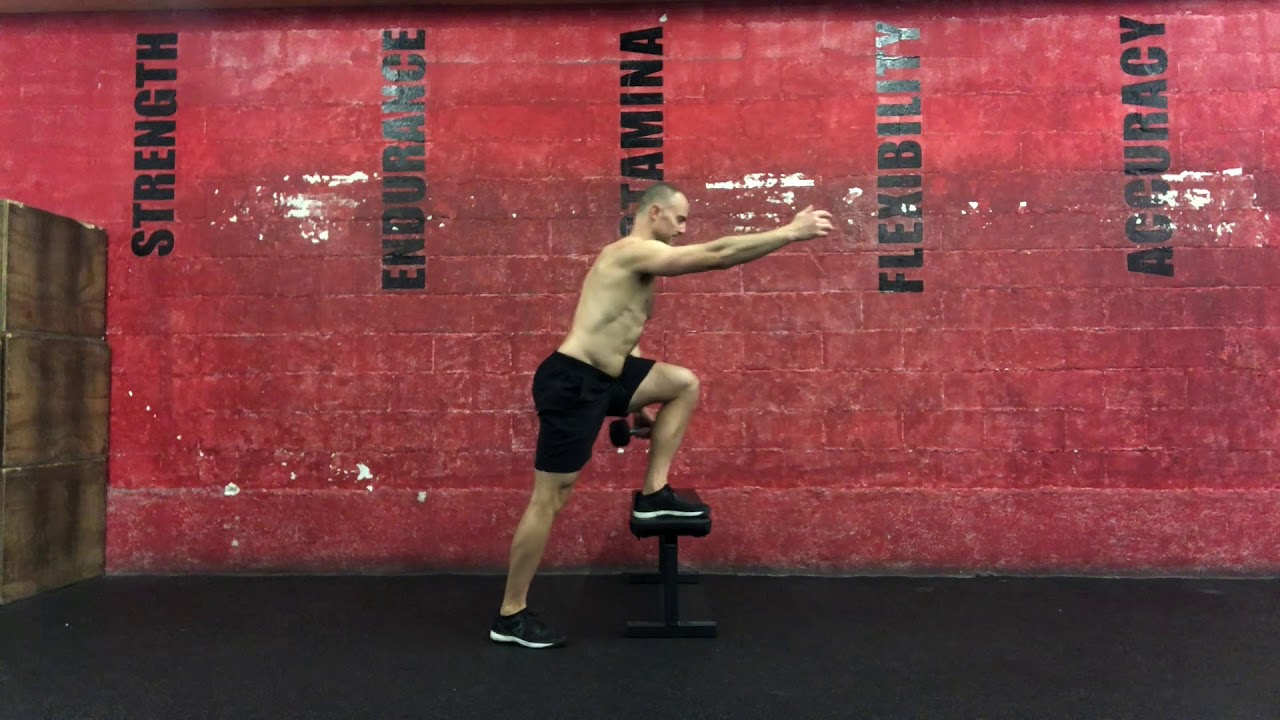 One arm dumbbell step up to balance: ipsilateral - YouTube