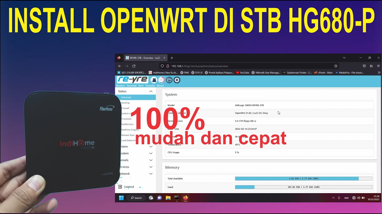 Install OpenWRT di STB Bekas Indihome HG680-P - YouTube