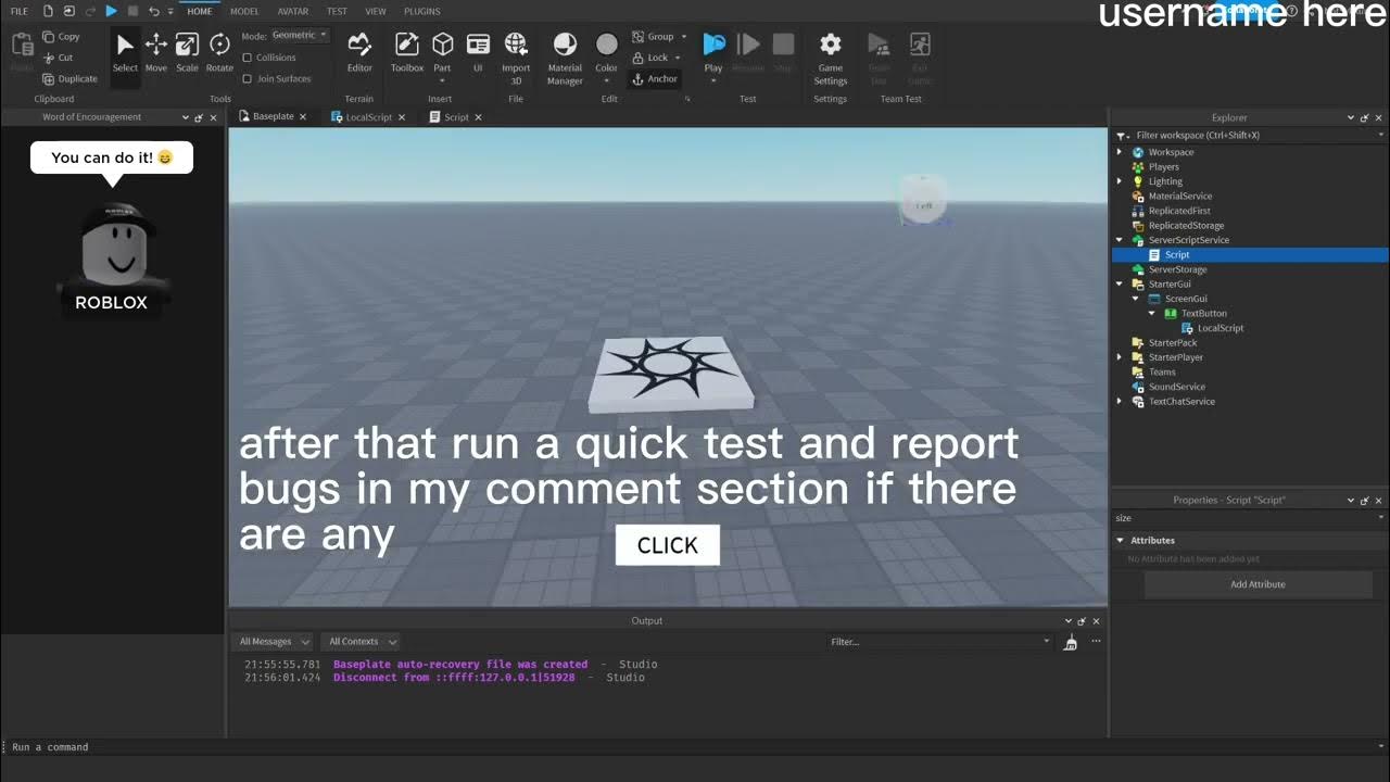 how to make a button that adds you clicks in roblox studio ...