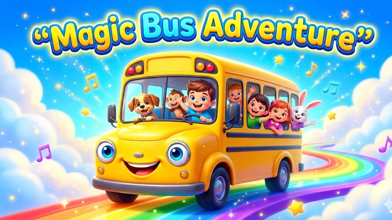 Magic Bus Adventure 🚌 | Kids Action Poem & Rhymes | Wheels on the Bus ...