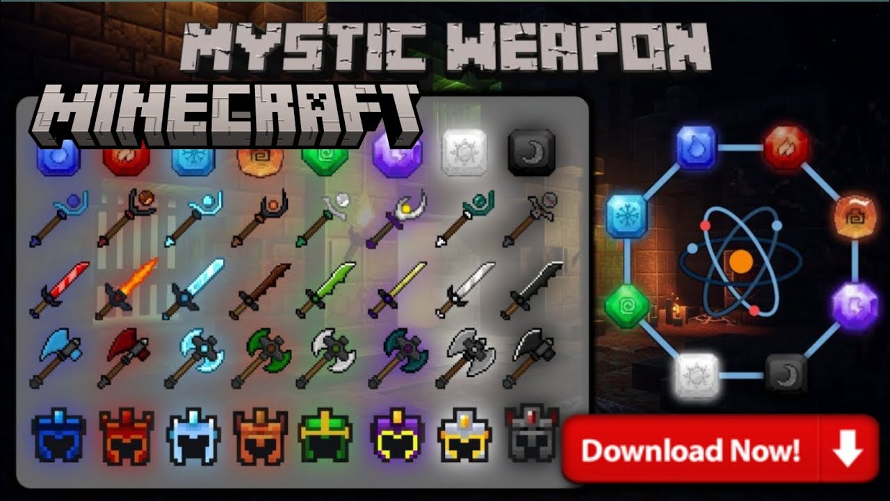 MINECRAFT PE || MYSTICAL WEAPONS MOD - YouTube
