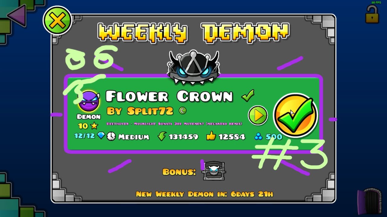 Flower Crown by Split72 (Weekly Demon [#3]) | Geometry Dash ...