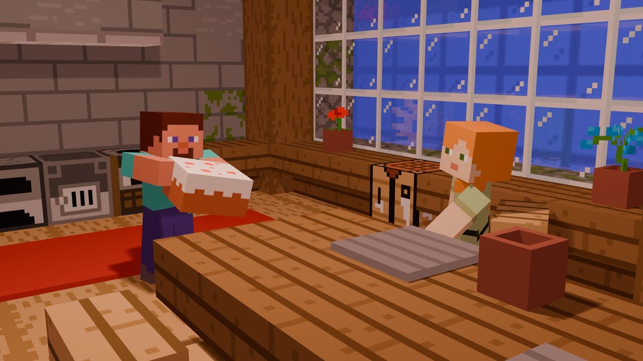 Steve bakes a cake [Minecraft fan animation] - YouTube