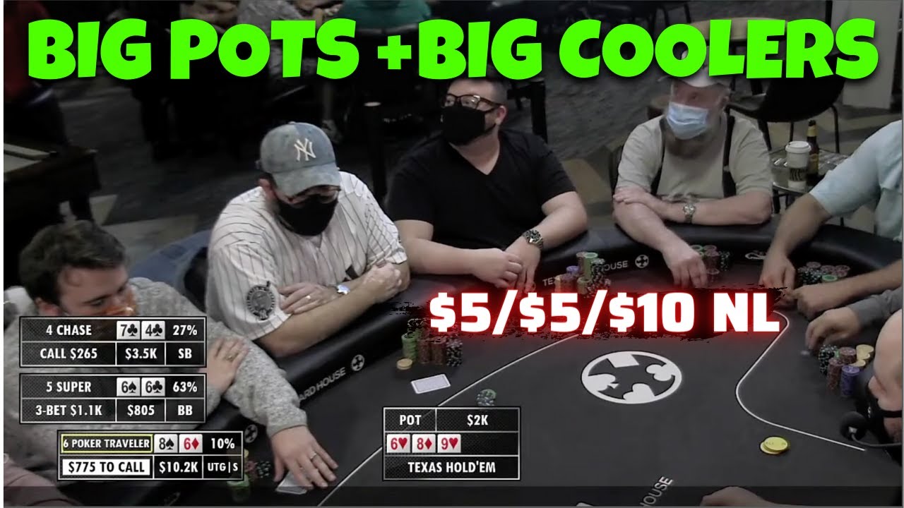 HUGE Pots and Coolers in a $5-$5-$10 Cash Game! - YouTube