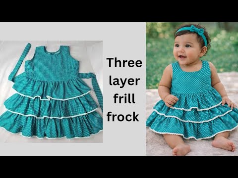 How to cut and stitch baby frock with frills || baby frock cutting and ...