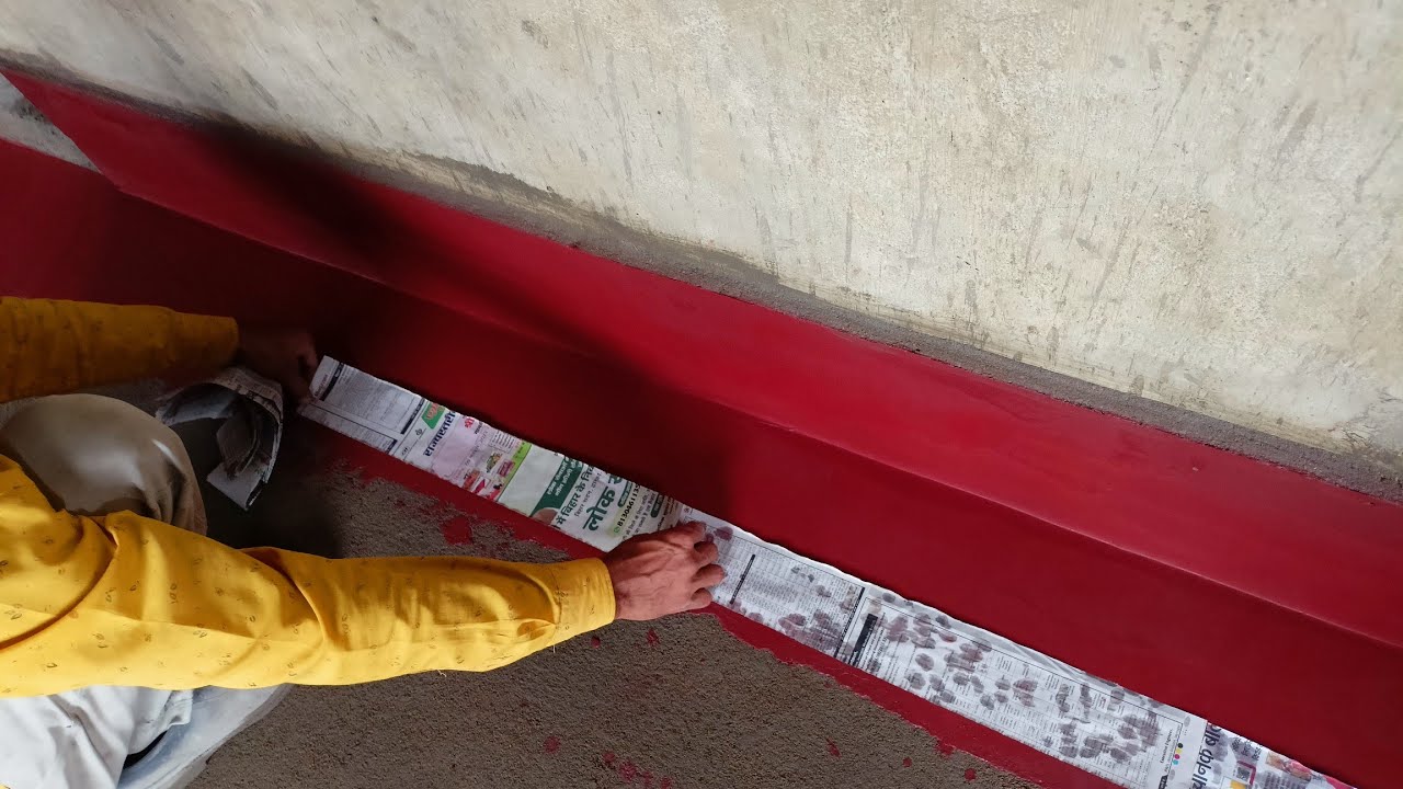 Amazing red oxide cement flooring with corner borders and center flower ...