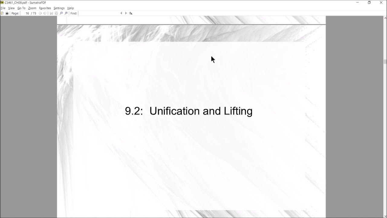 Cs461 Ai Lecture Section 92 Unification And Lifting Youtube
