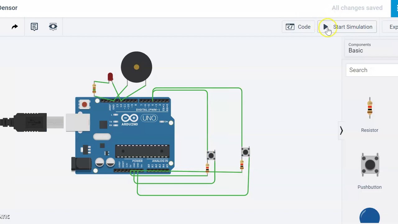 PUSH BUTTON ON LED ON BUZZER ON - YouTube