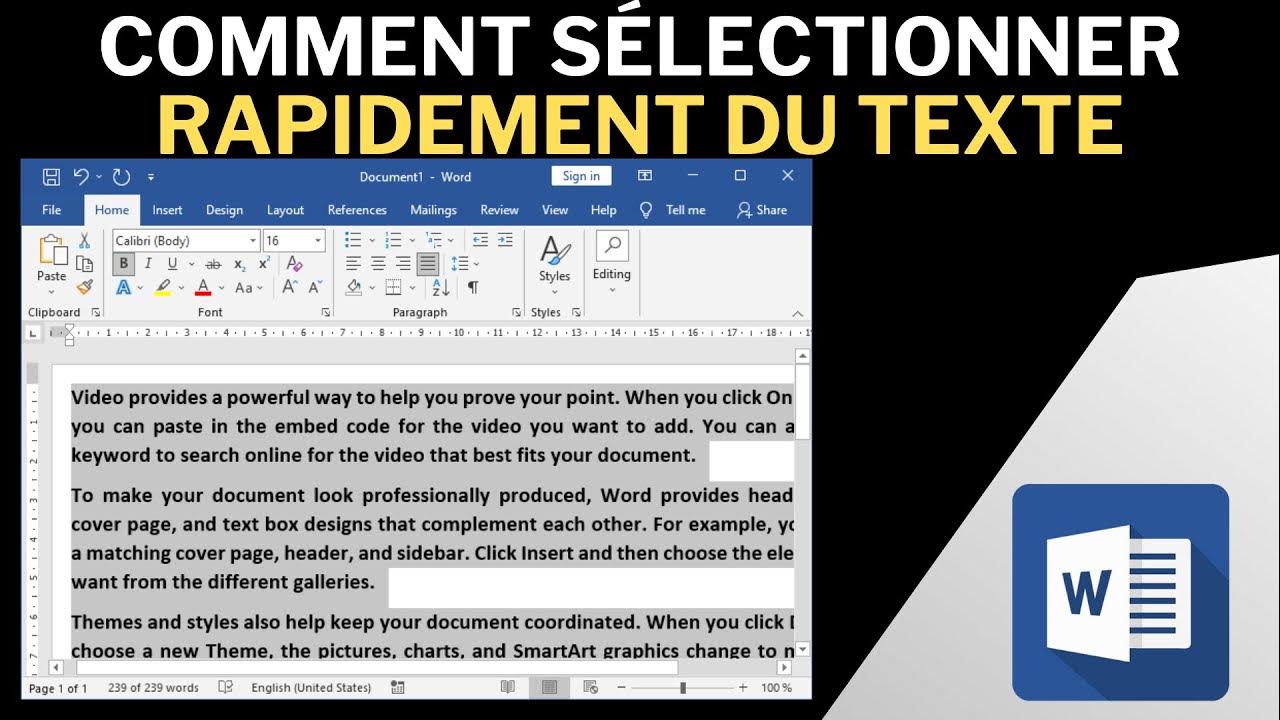 les raccourcis clavier pour sélectionner une ligne ou le texte - YouTube