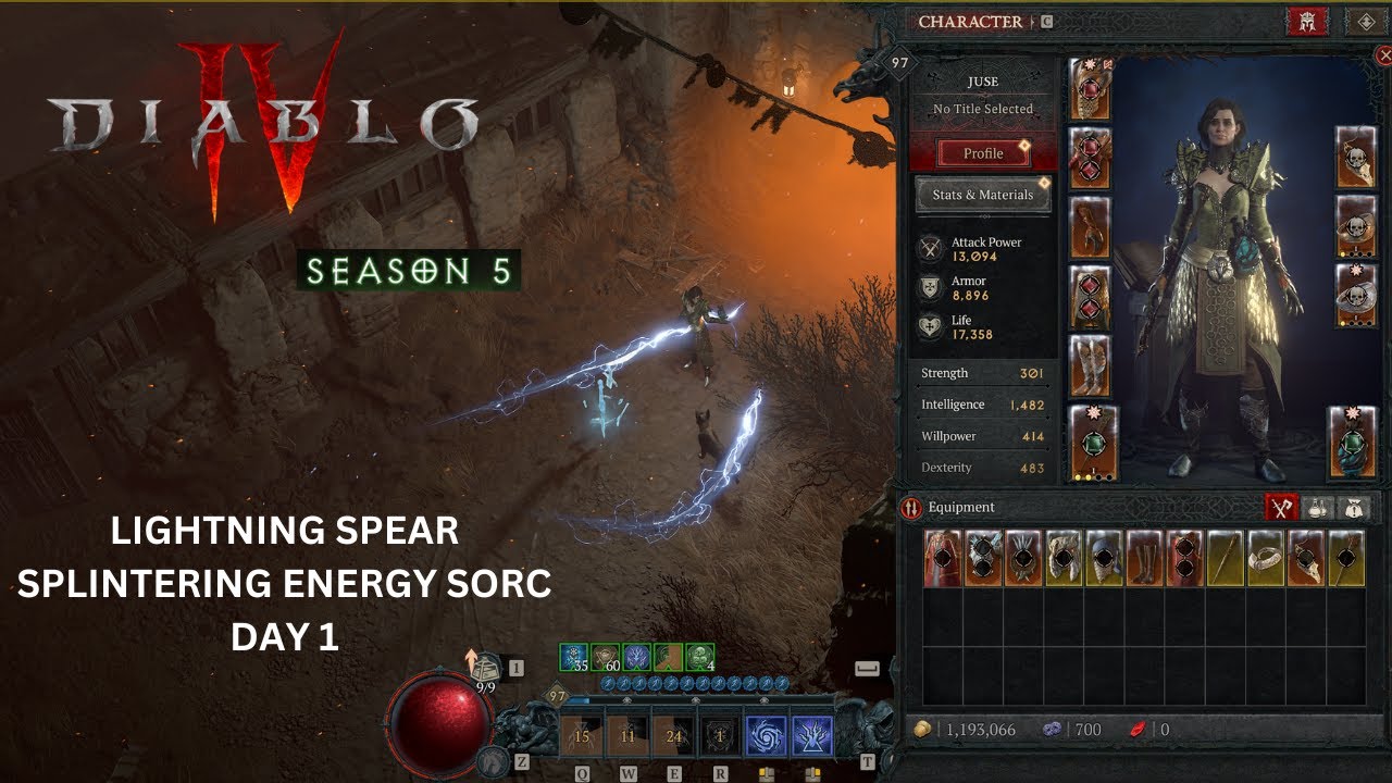 Lightning Spear Splintering Energy Sorc NM 92 @ 1.2k CD - Diablo 4 ...