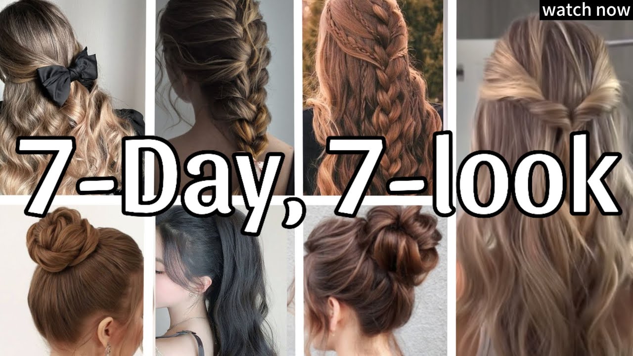 7-Day, 7-Look 🌸Make a new style daily aesthetic 7 days hairstyle for ...