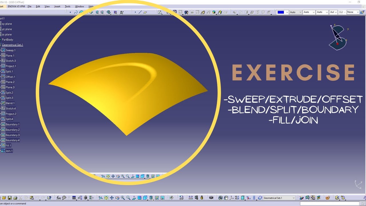 Catia V5 Generative Shape Design Practice Youtube