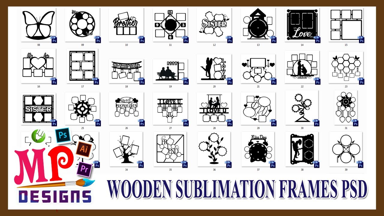 Wooden sublimation frames psd | custom shapes | Mp Designs - YouTube
