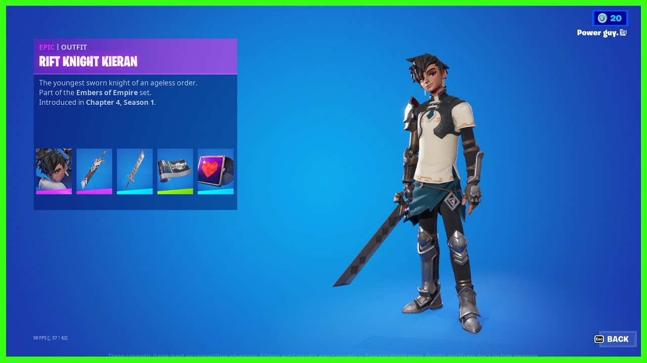 New rift knight kieran march fortnite crew pack in game showcase - YouTube