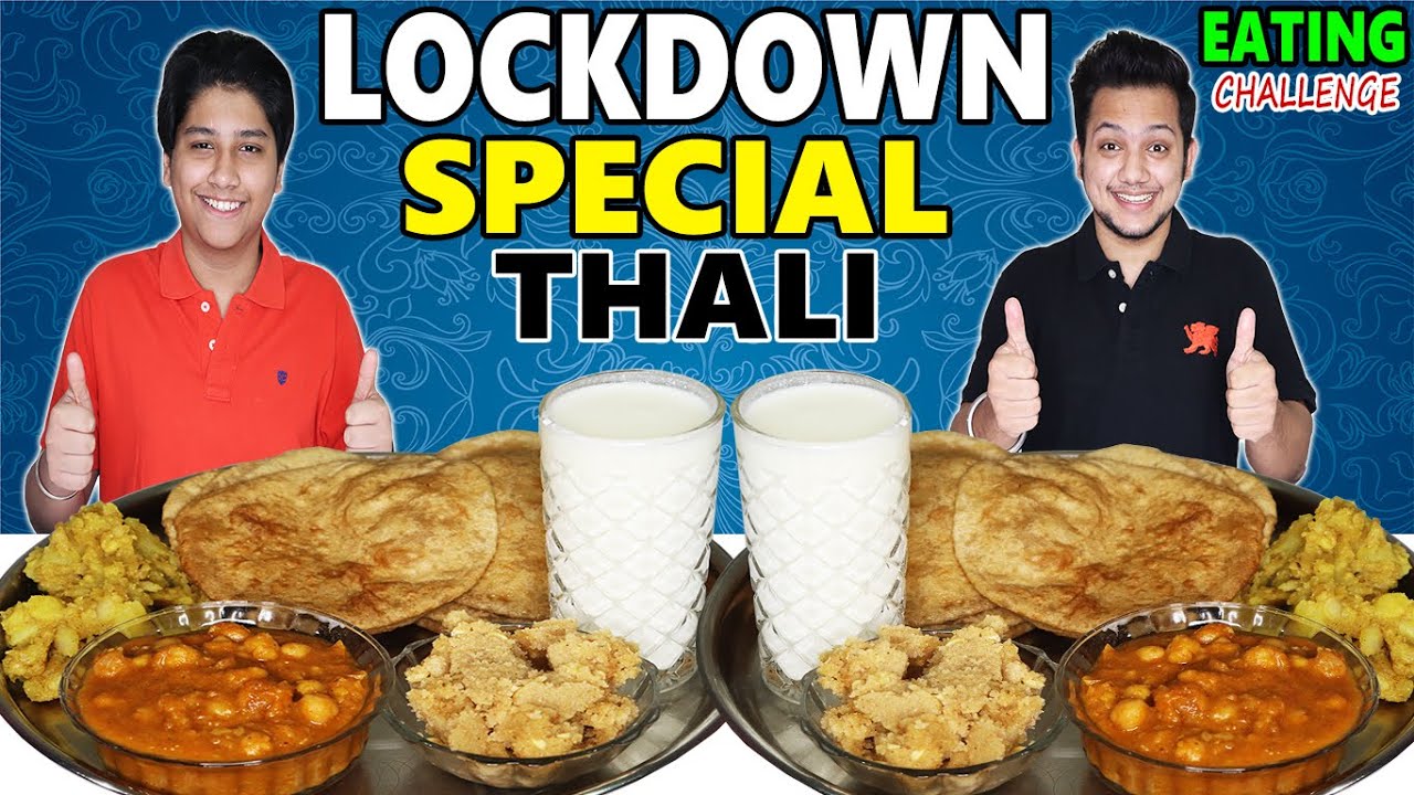 LOCKDOWN SPECIAL THALI EATING CHALLENGE | Indian Thali Eating ...