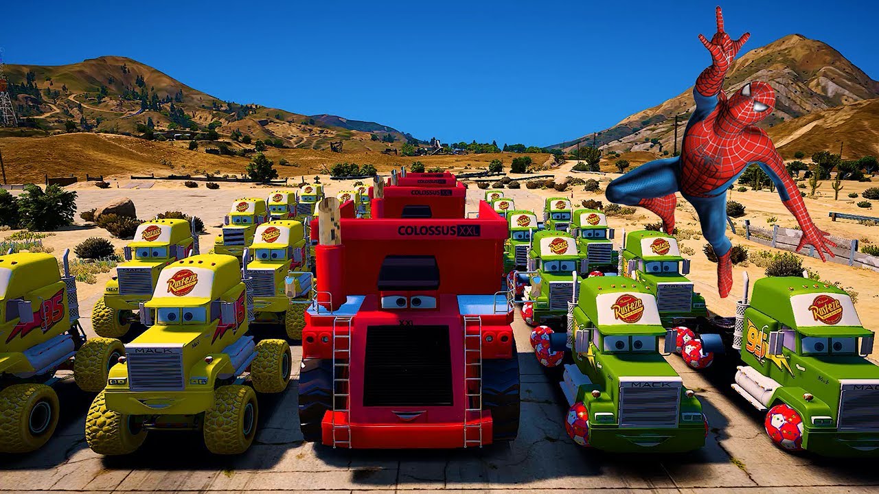 Gta 5 Spiderman Vs Train Disney Cars Pixar McQueen Colossus XXL ...