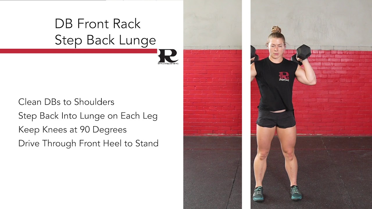 DB Front Rack Step back lunge - YouTube