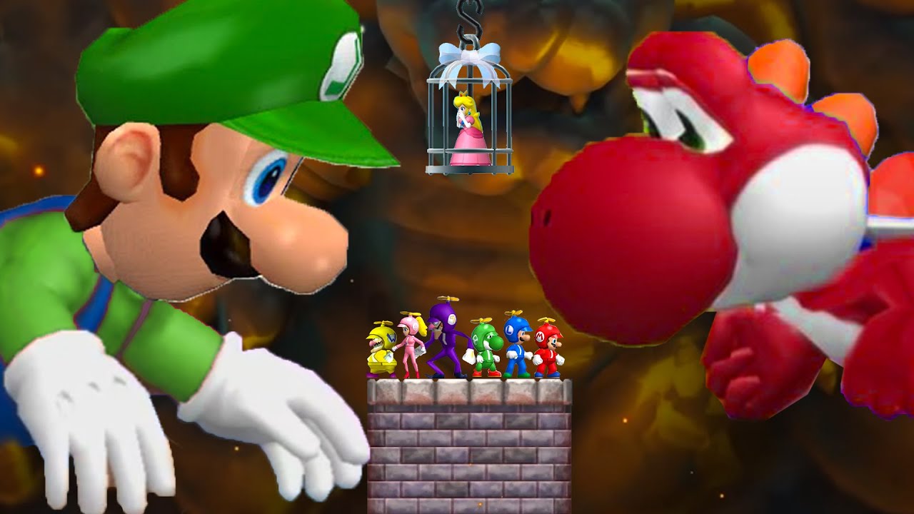 What if Mario Allstars fight Evil Luigi & Evil Red Yoshi in NSMBW - YouTube