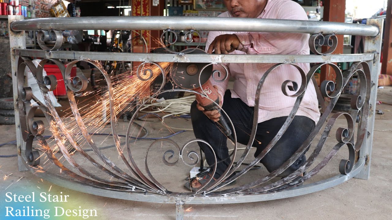 Iron Railing | how to make steel stair railing design - YouTube