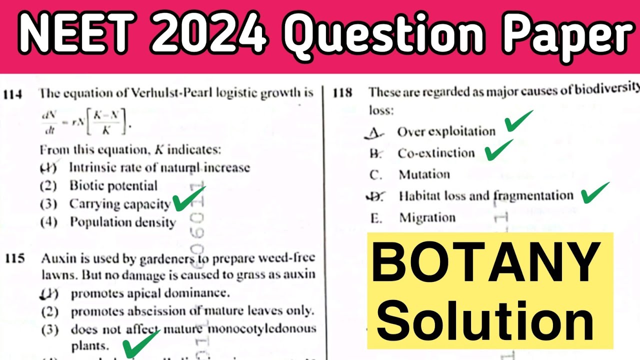 NEET Question Paper 2024 | Complete Solution | Botany Portion | NEET 2024 Solved Paper - YouTube