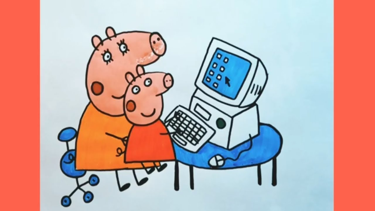How to draw Peppa pig and Mummy pig with Computer #peepapig # ...