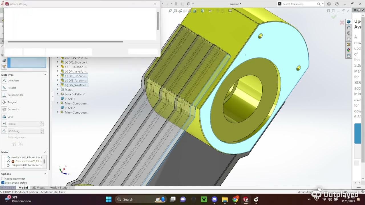 Solidworks Tutorial: Robotic Arm Assembly UW-Madison - YouTube