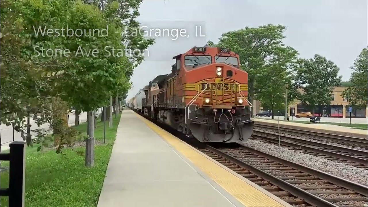 Saturday Afternoon Westbound BNSF Manifest Passing the Stone Ave Metra Station - LaGrange, IL ...