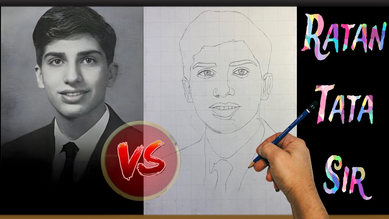 easy to draw outline technique | draw with Ratan Tata | #loomismethod ...