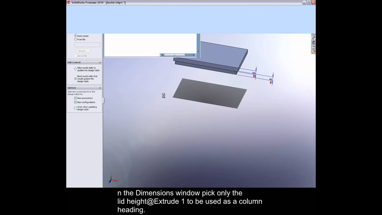 SolidCAD Week 10 Part 2 - Design Tables - YouTube