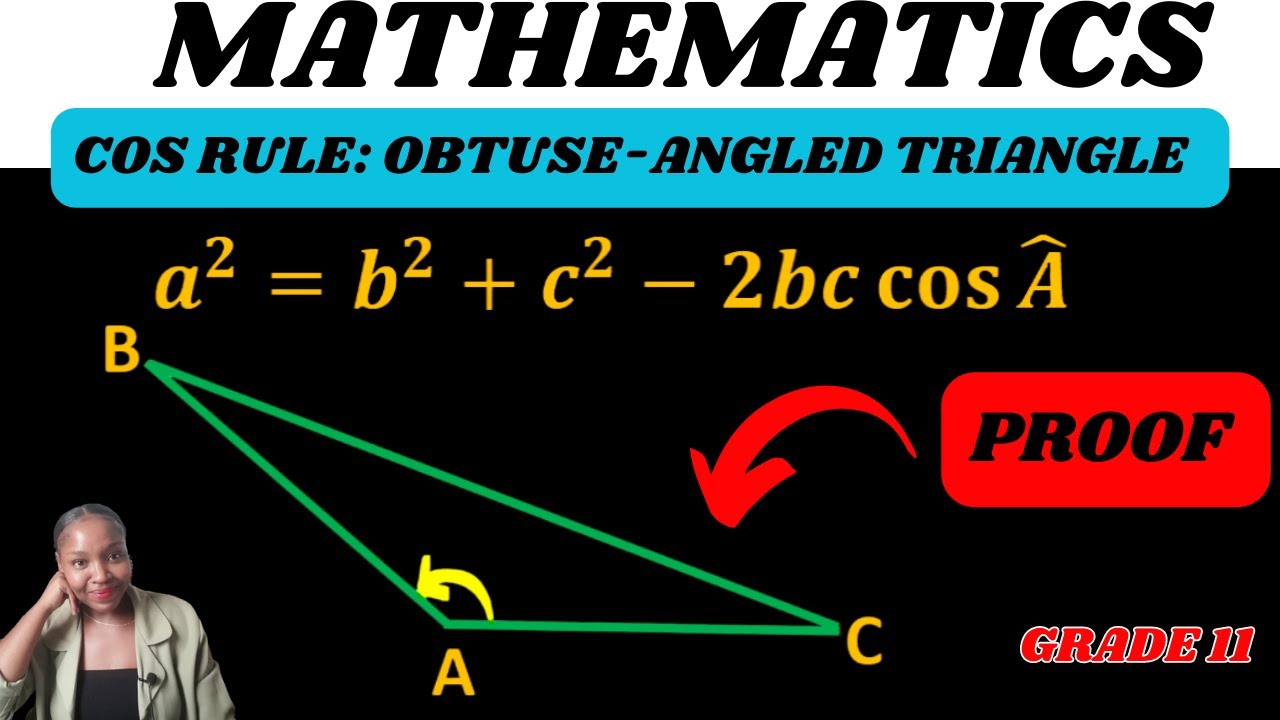 Cos rule proof grade 11: Obtuse angled triangle - YouTube
