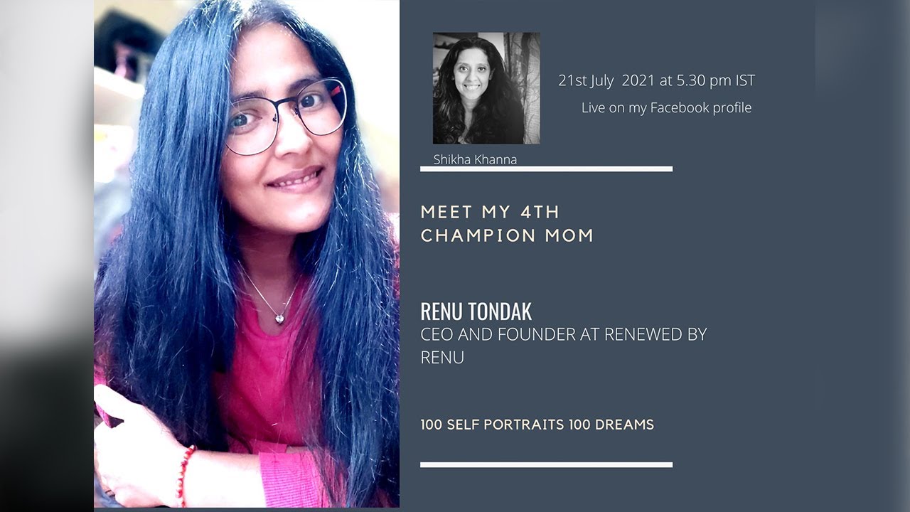 Announcing my 4th champion Renu Tondak for my self portrait movement ...