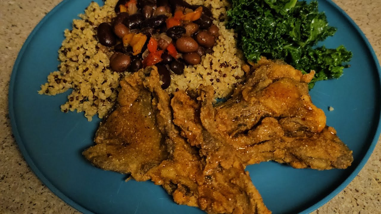 Fried Oyster Mushroom, Tricolor Beans, Quinoa, and Kale Salad - YouTube