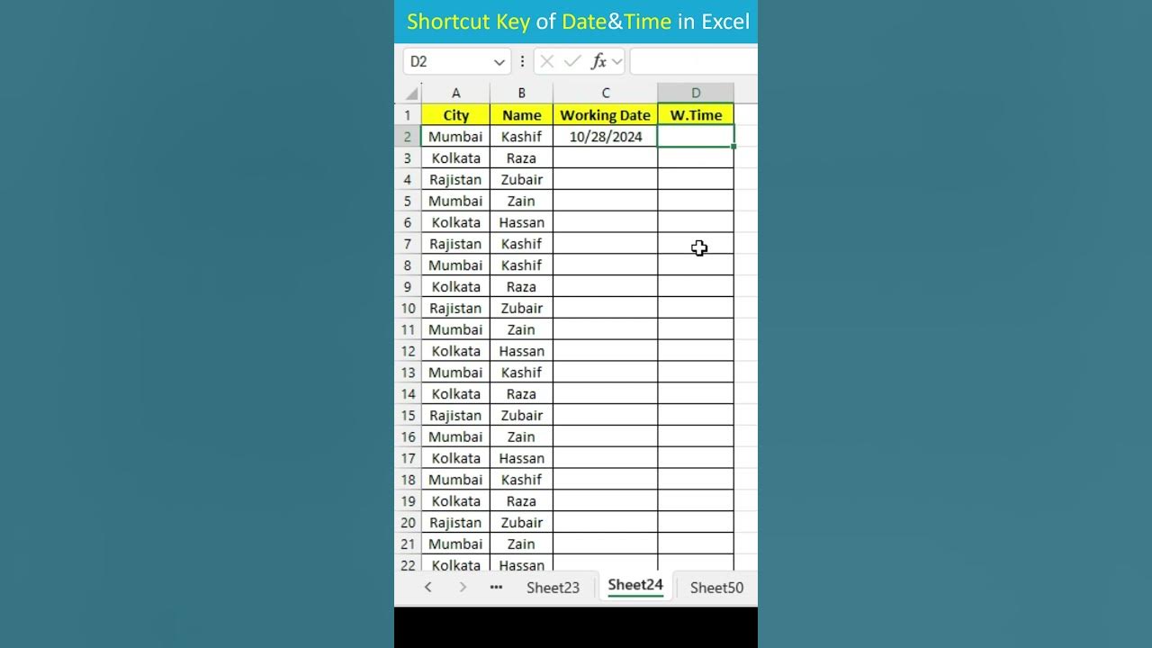 Current Date and Time Shortcut Key in Excel1#excel#exceltutorial#msexcel#microsoft#shorts - YouTube