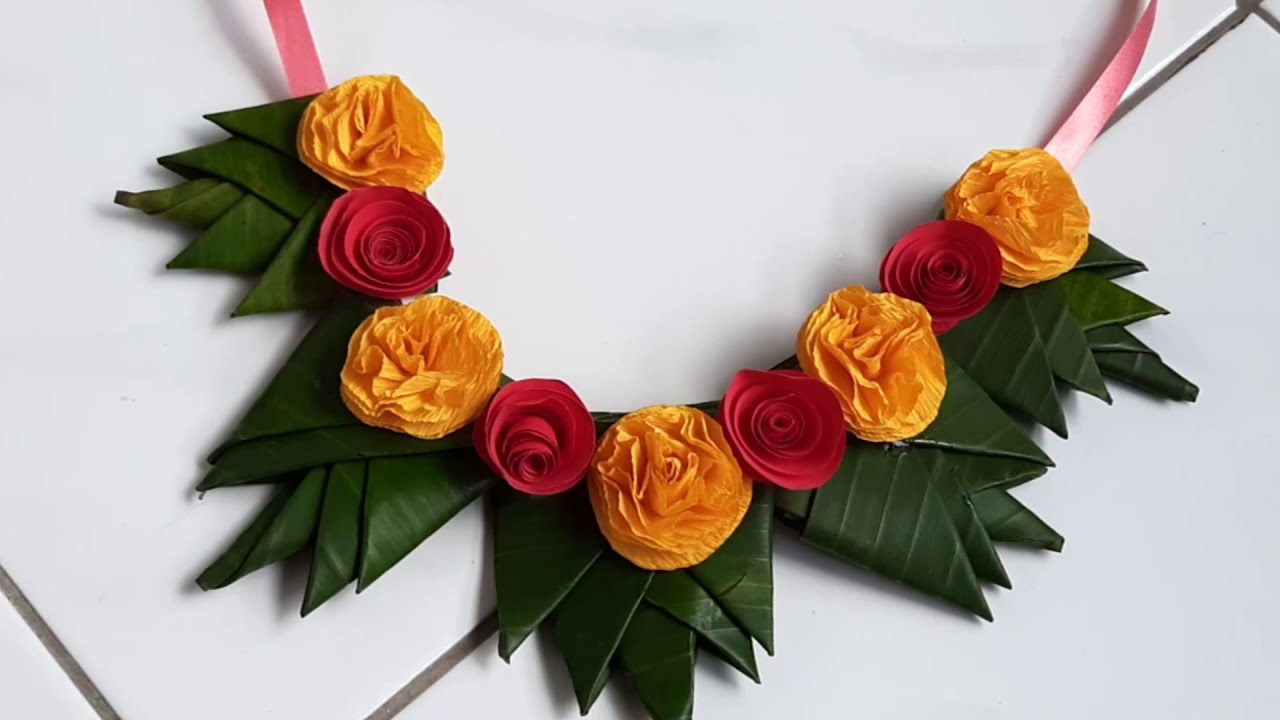 Banana leaf garland for Devi Navaratrulu | Eco-friendly Maala for pooja ...