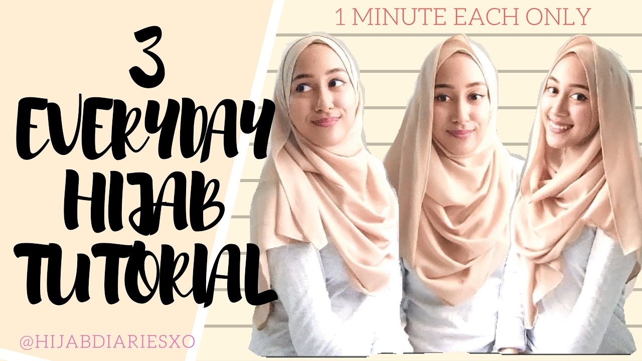 Everyday Easy Hijab Tutorial 2019 (3 Styles in 2 minutes) - YouTube