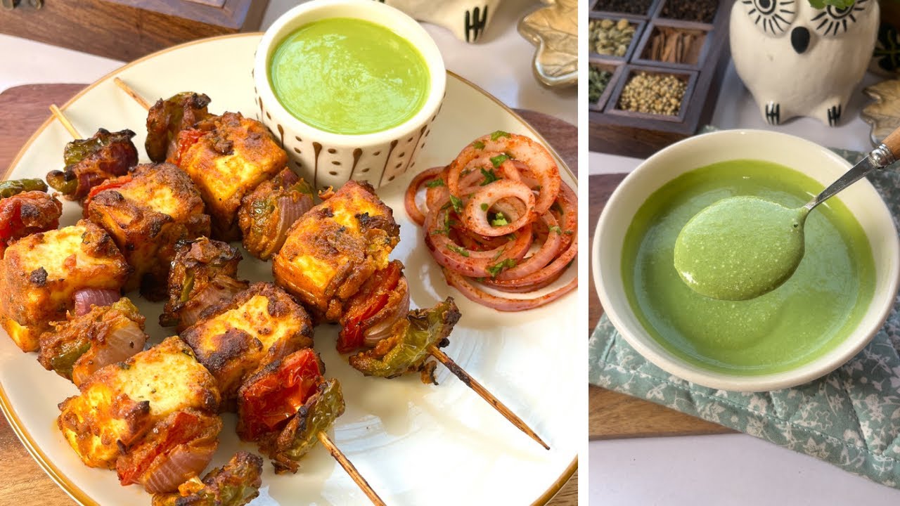Paneer Tikka & Green Chutney Recipe | Paneer Tikka Masala Recipe | Holi ...
