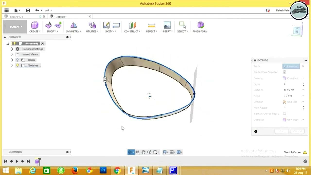 Fusion 360 | T Spline form a Extrude Feature in Fusion 360 #exercise 16 - YouTube