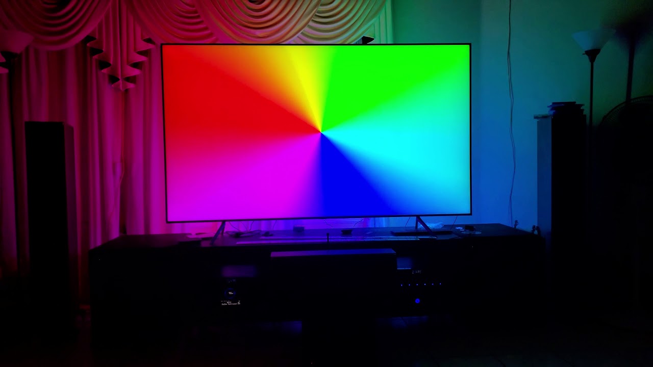 Philips Hue 75" Gradient Strip installed on a 85" TV. Color Test - YouTube