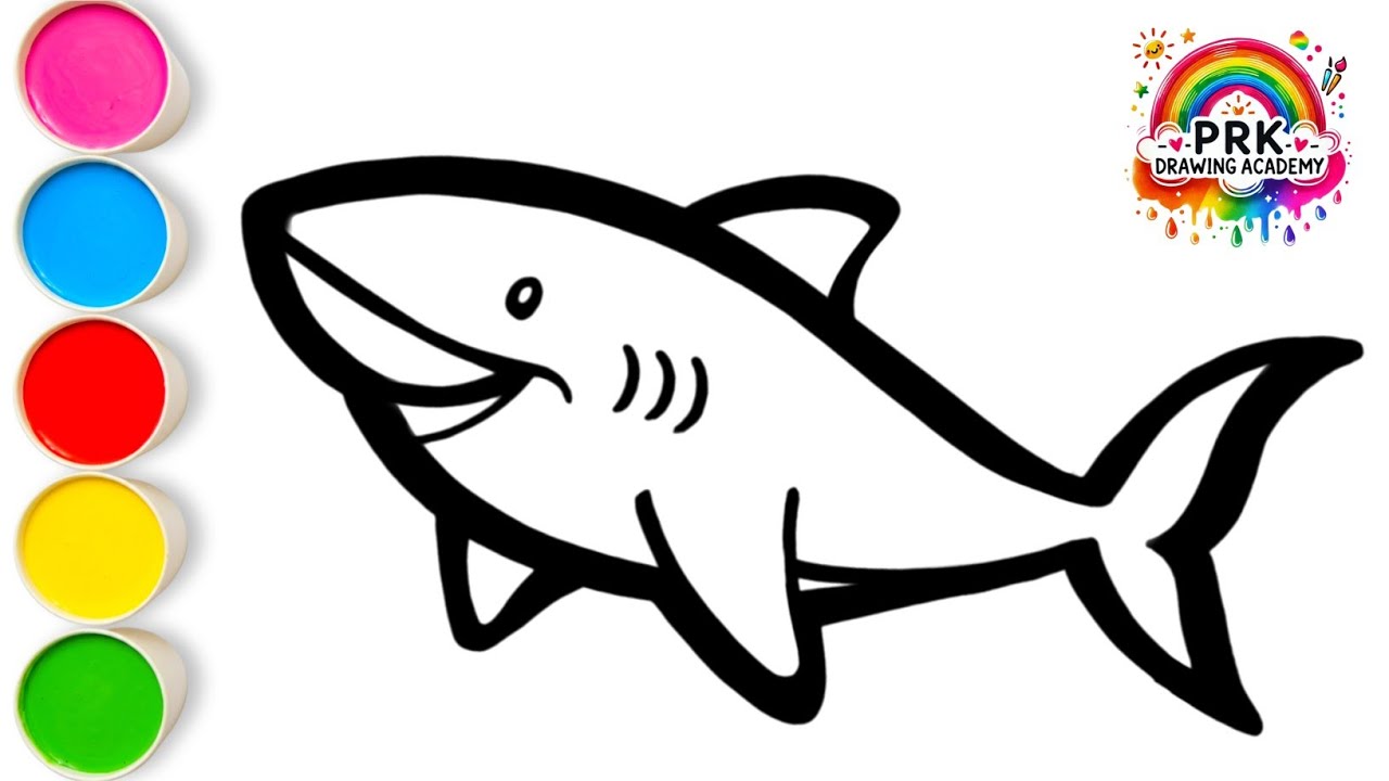 How To Draw A Shark For Kids 🦈 | Easy Shark Drawing & Coloring | PRK ...