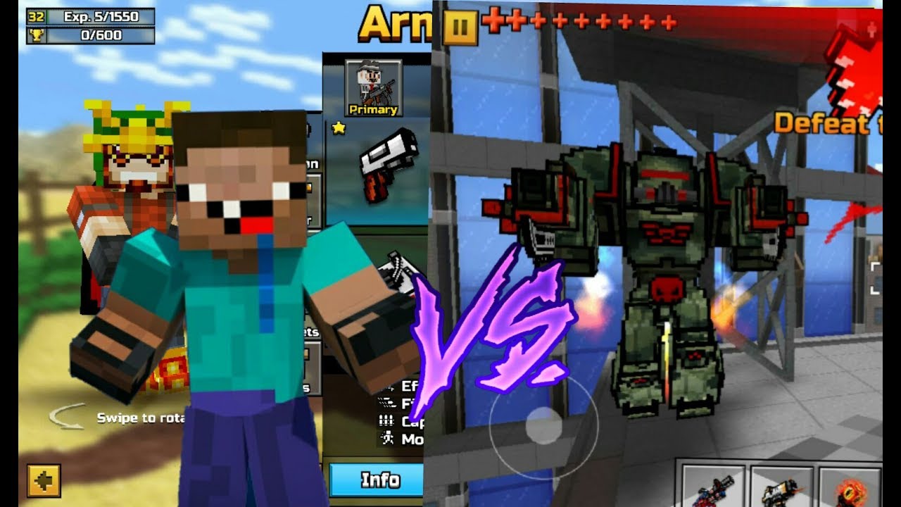 PIXEL GUN 3D - NOOB VS EVIL MECH - YouTube