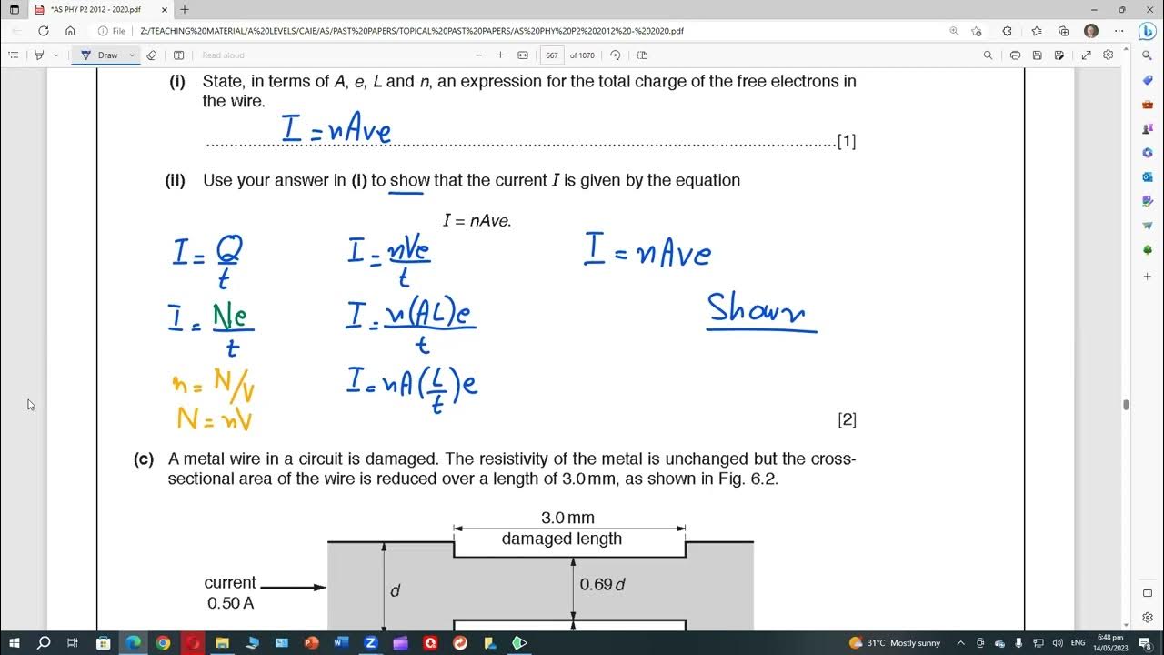 ELECTRIC CURRENT PAPER2 Qs Part 07 - A LEVEL PHYSICS 9702 - YouTube