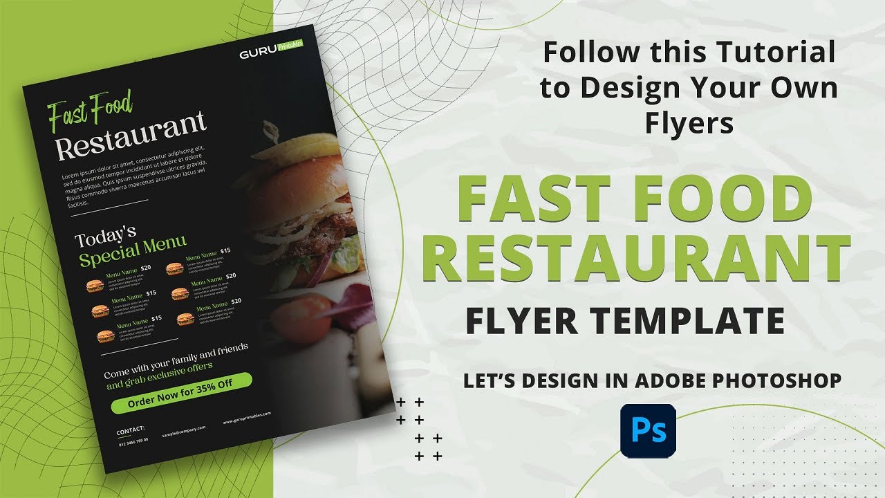 Creating Restaurant Flyer Template in Adobe Photoshop - YouTube