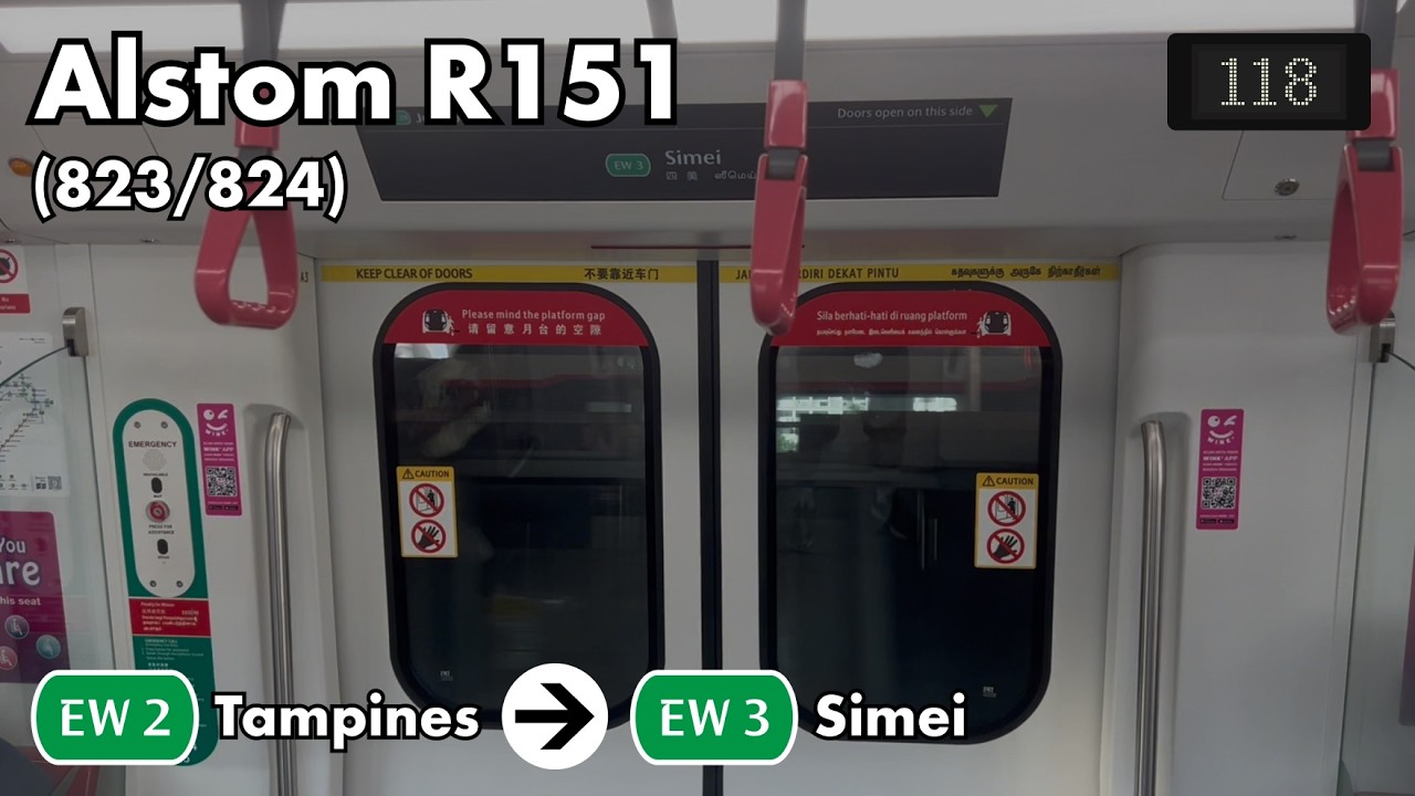 [SMRT Trains] - Alstom R151, (823/824), (Tampines - Simei) - YouTube