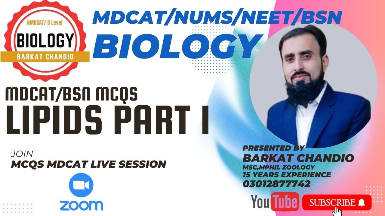 Lipids Mdcat Mcqs part 1 - YouTube
